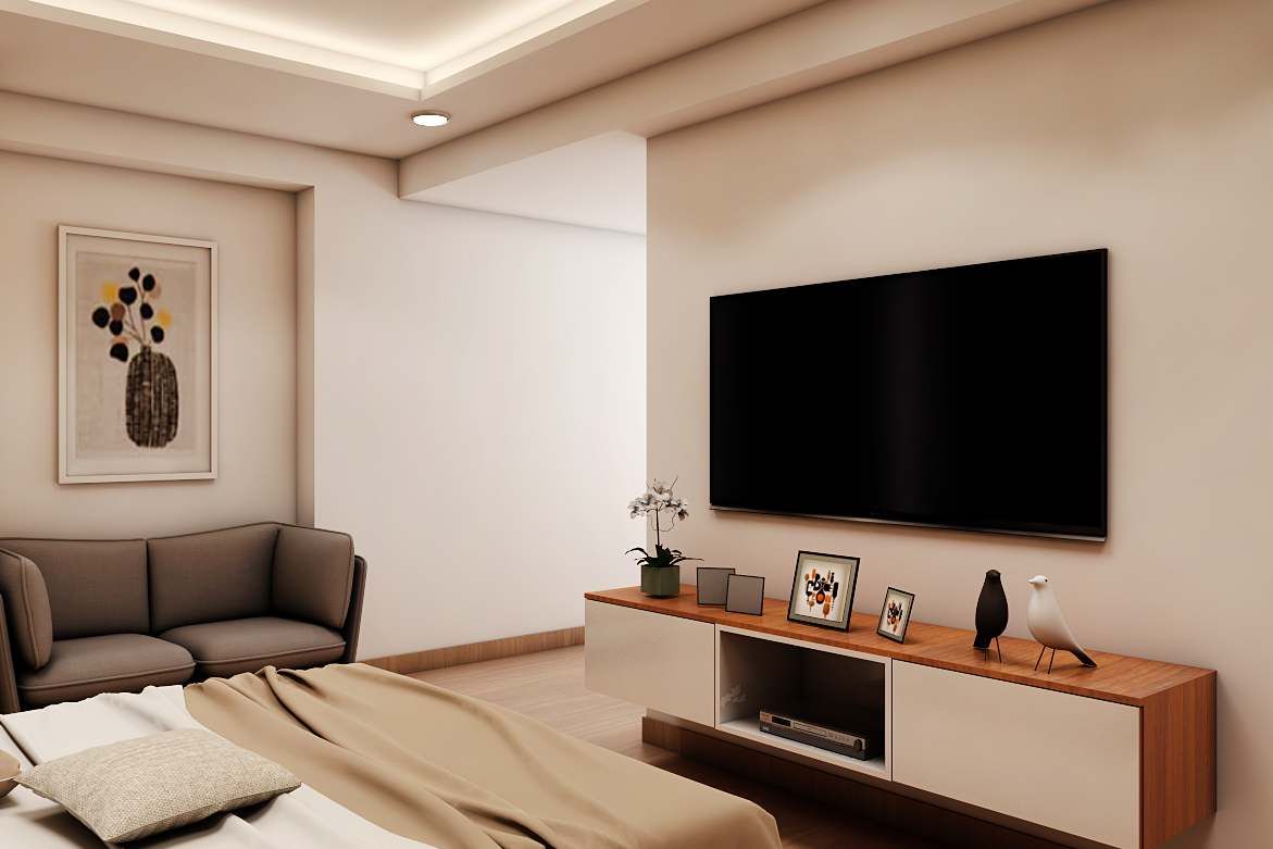 Modern Themed Spacious Simple Wall-Mounted TV Unit Design | Livspace