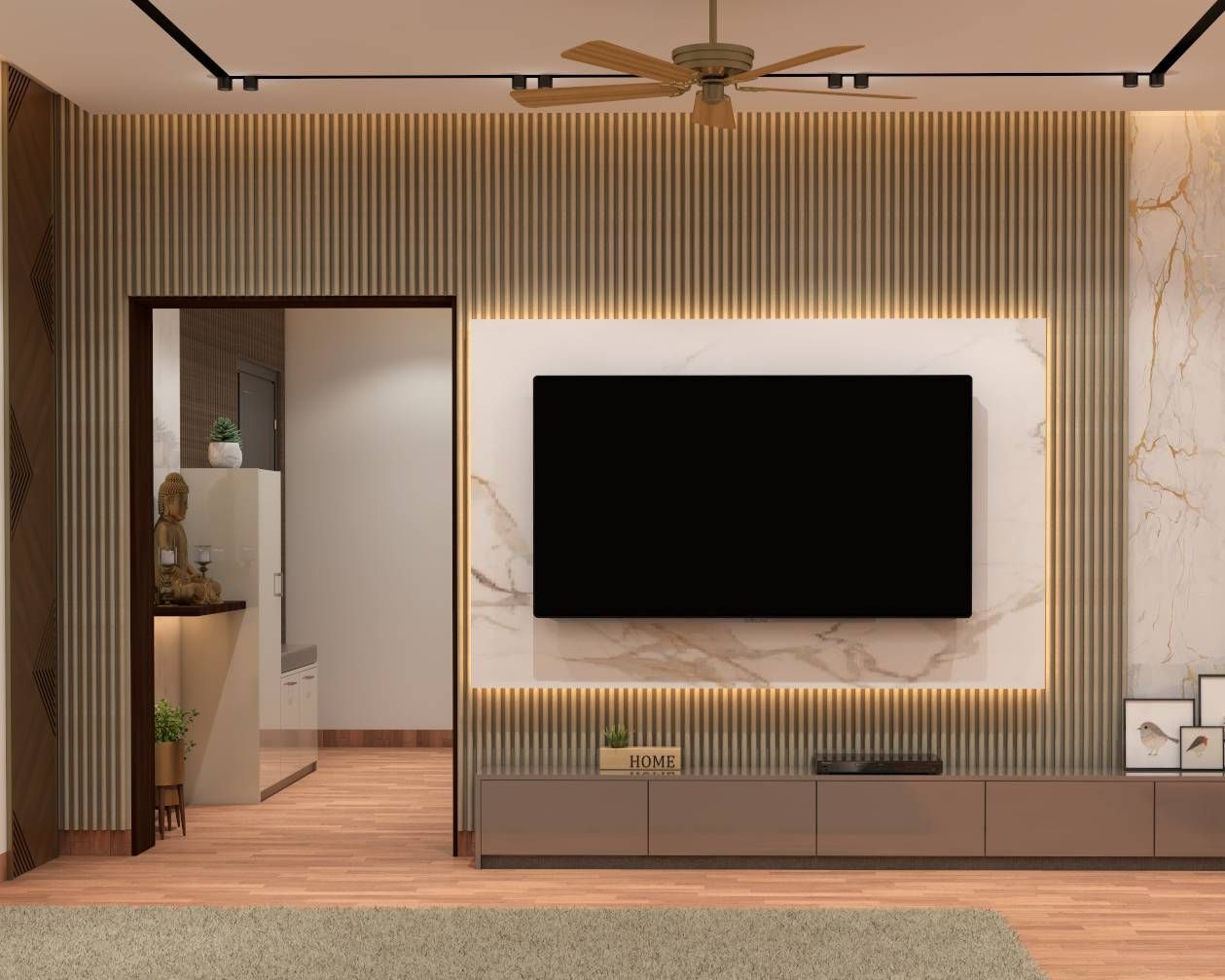 Contemporary TV Unit Design With Ambient Lighting | Livspace