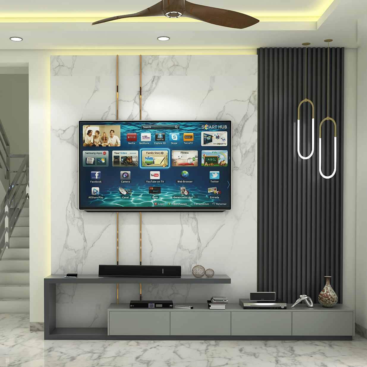 Convenient Contemporary Style Compact Sized TV Unit Design| Livspace