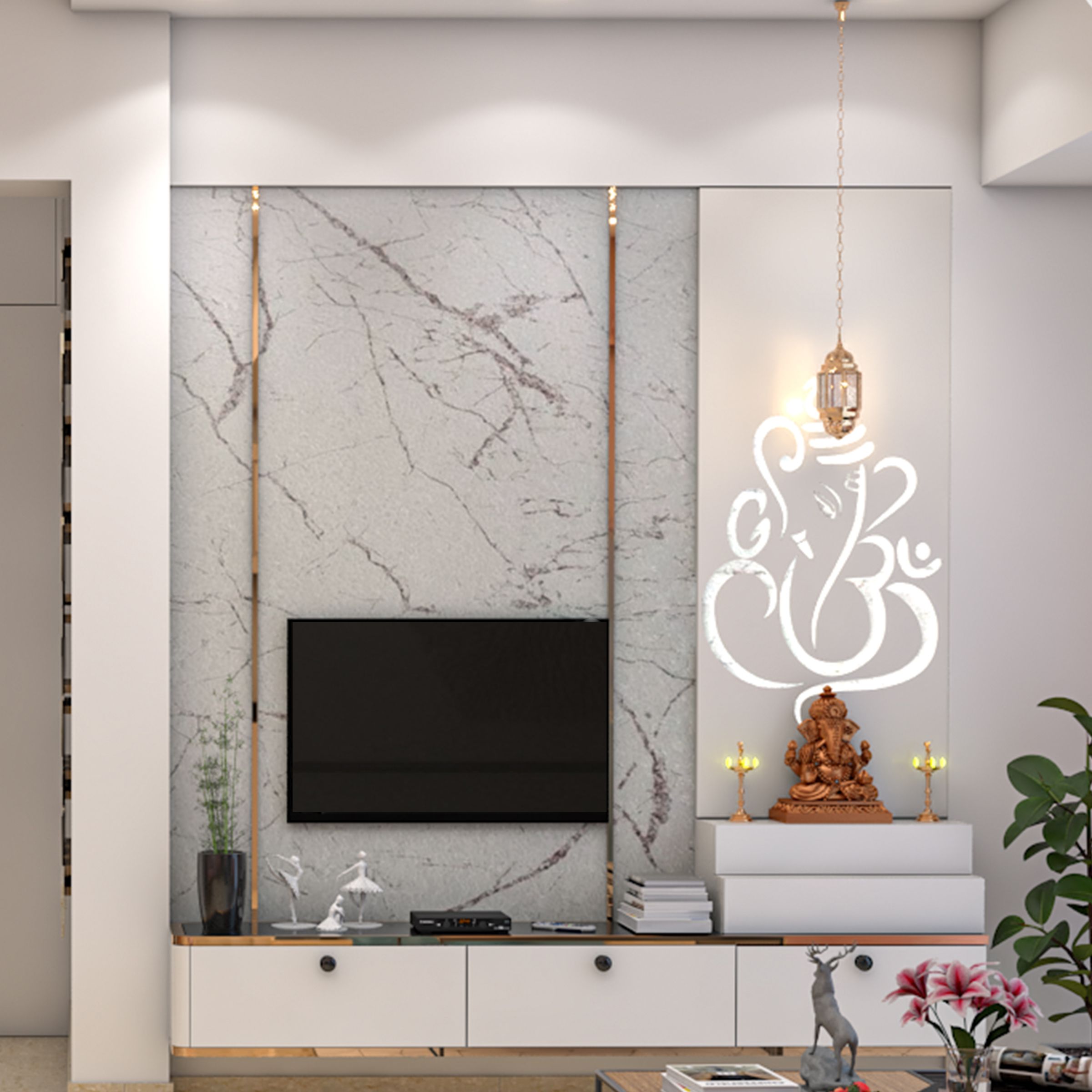 Contemporary Wall-Mounted TV Unit Design | Livspace