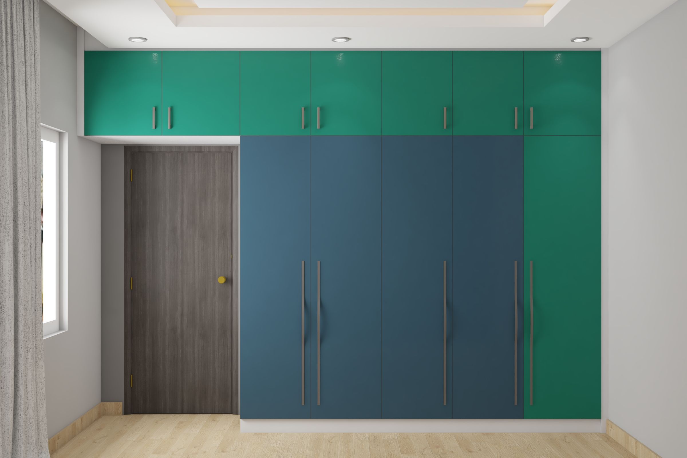 Modern Spacious Convenient Blue and Green Wardrobe Design | Livspace