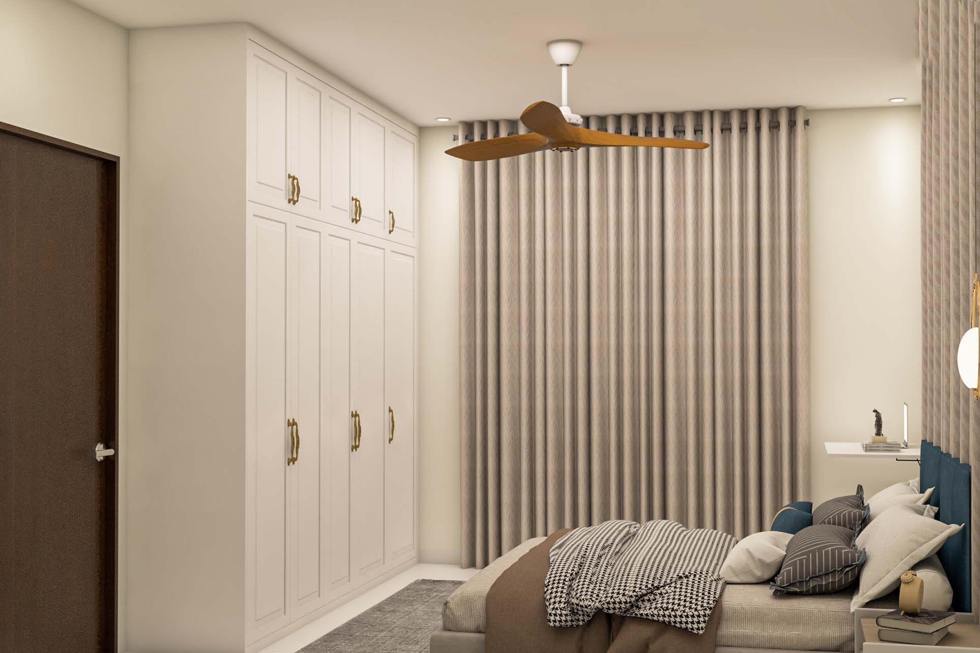White Compact Contemporary Wardrobe Design | Livspace