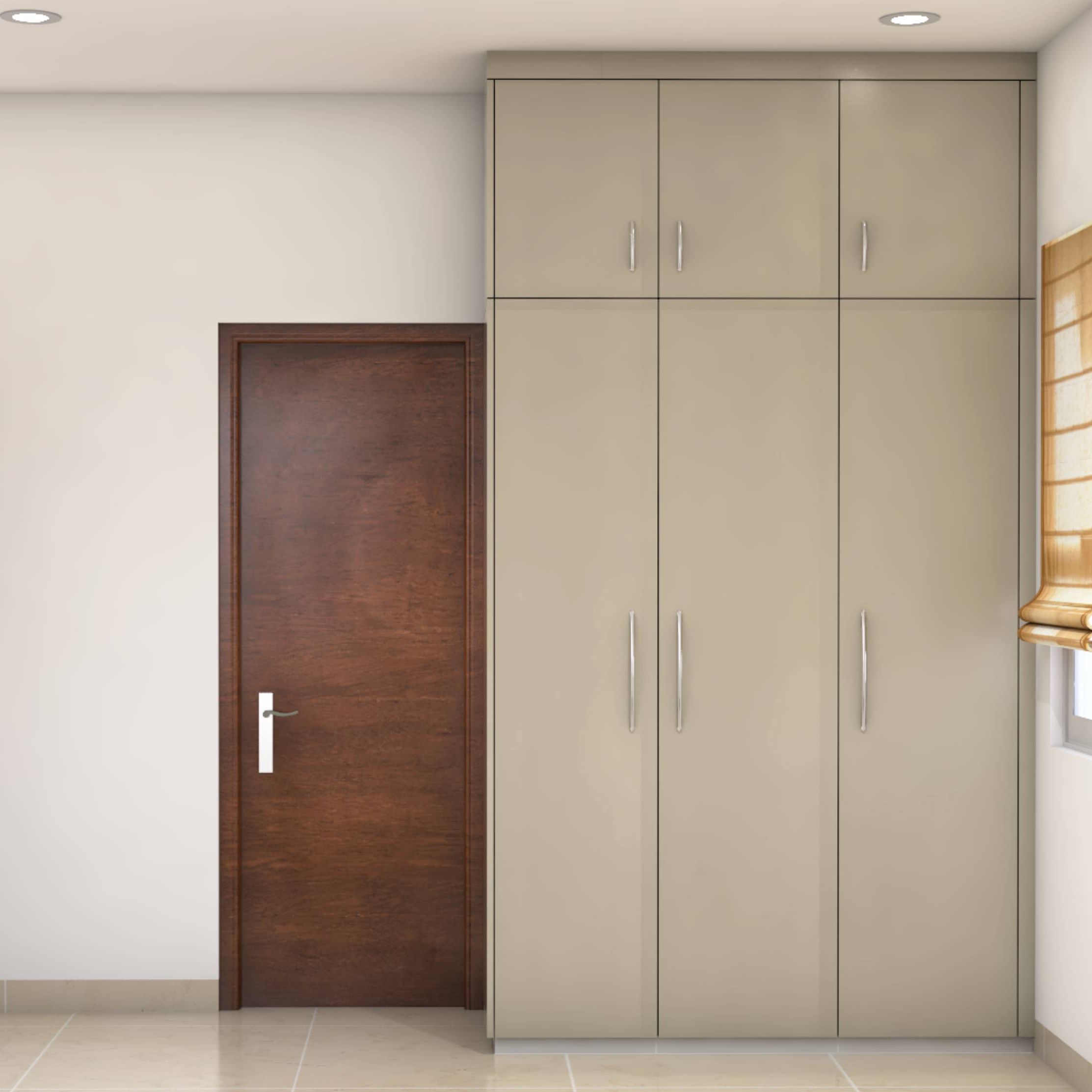 Modern Compact Wardrobe With Beige Lofts | Livspace