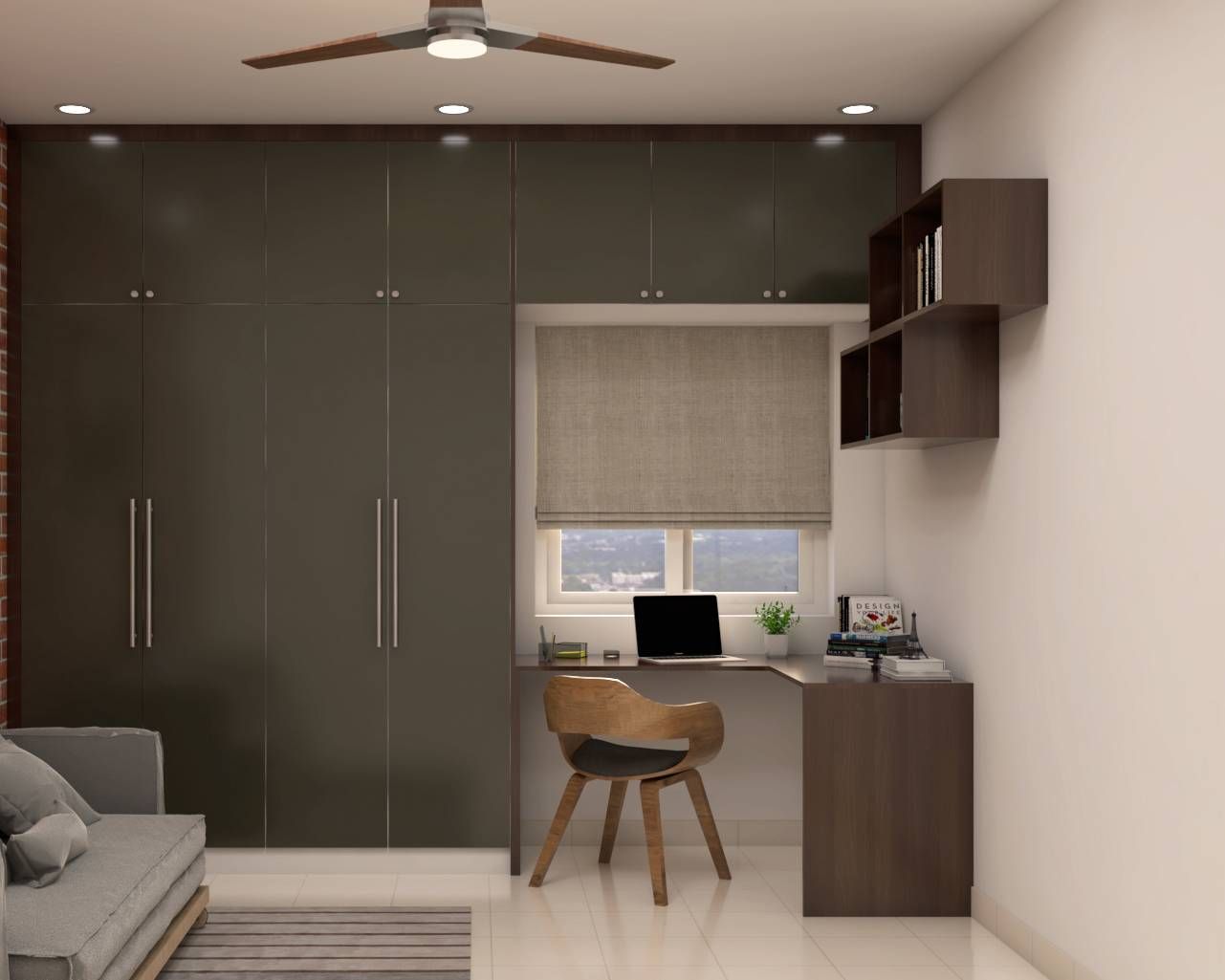 Spacious Grey Wardrobe Design | Livspace