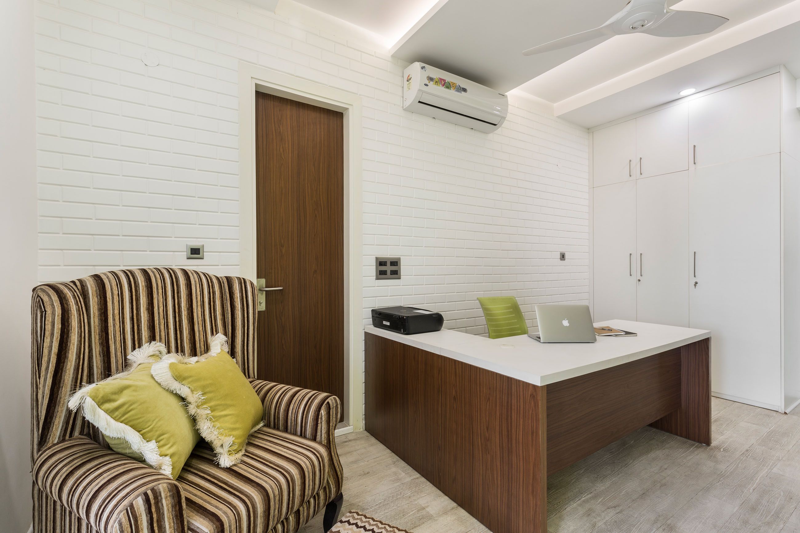 Home Office Design With Frosty White L-Shaped Study Table | Livspace