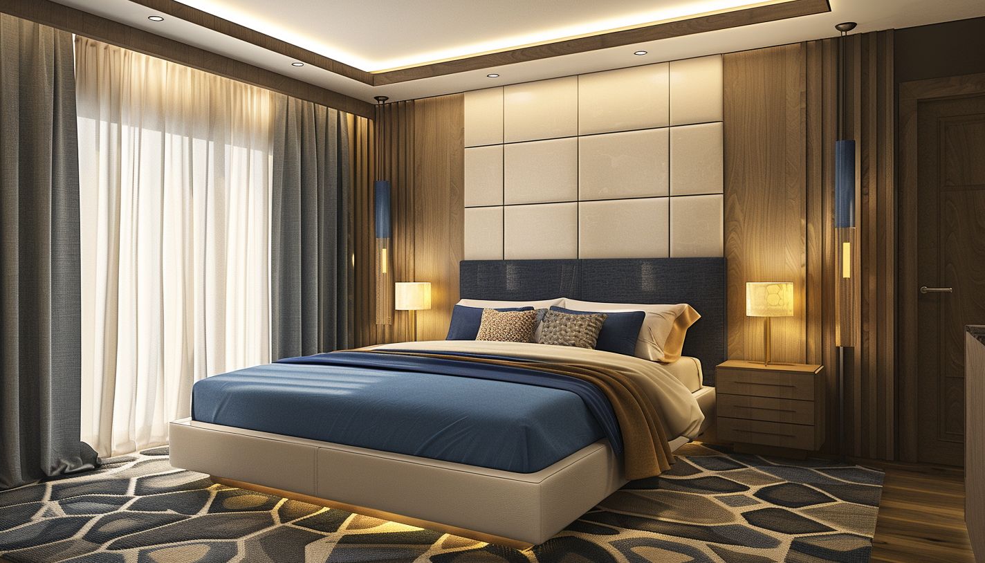 Cream Headboard and Wooden Paneling: Modern Wall Design for Bedrooms ...