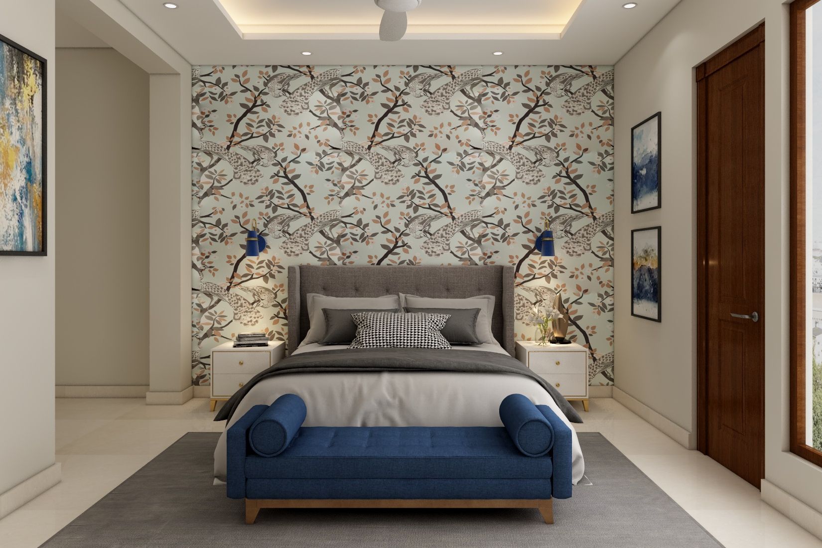 Modern Themed Spacious Convenient Master Bedroom Design | Livspace