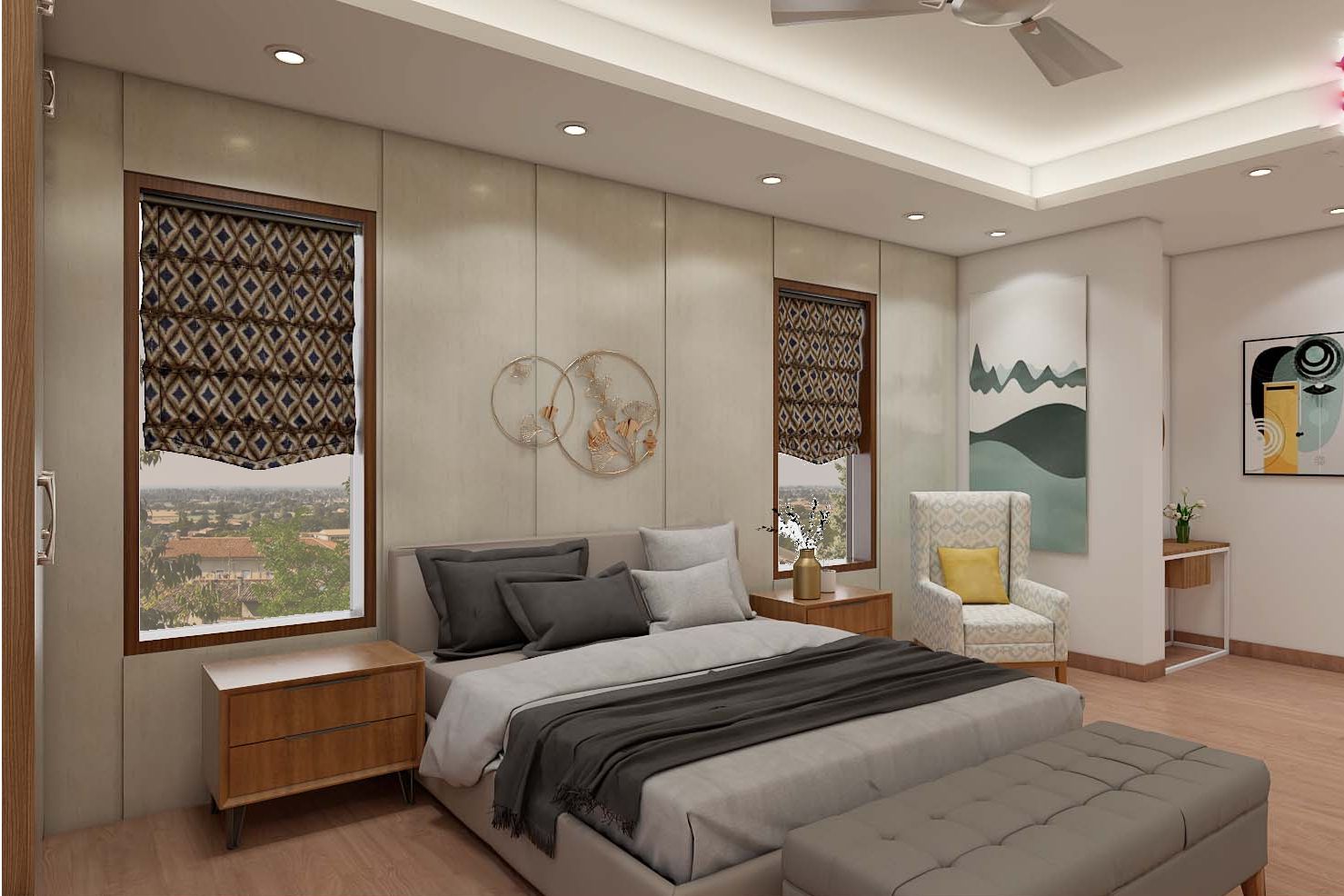 Contemporary Themed Spacious Master Bedroom Design | Livspace ...