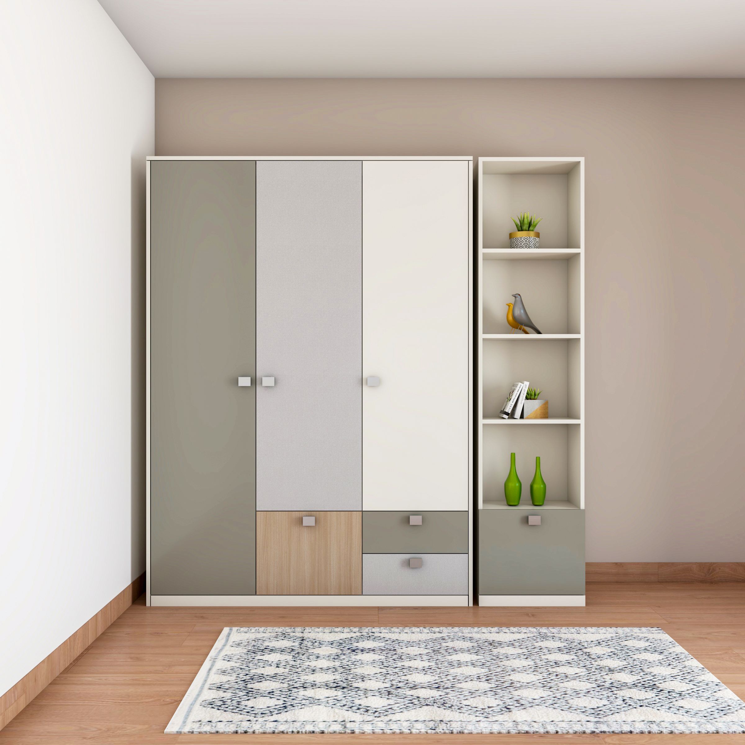 Compact Sized Subtle Toned Modern Themed Wardrobe Design | Livspace
