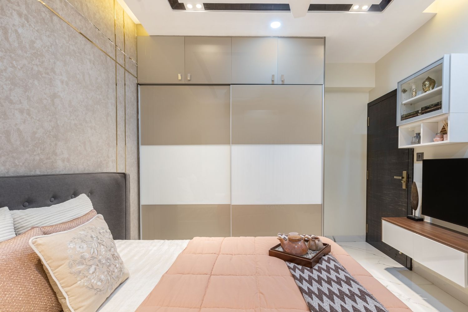 Square False Ceiling Design With Cove And Recessed Lighting | Livspace