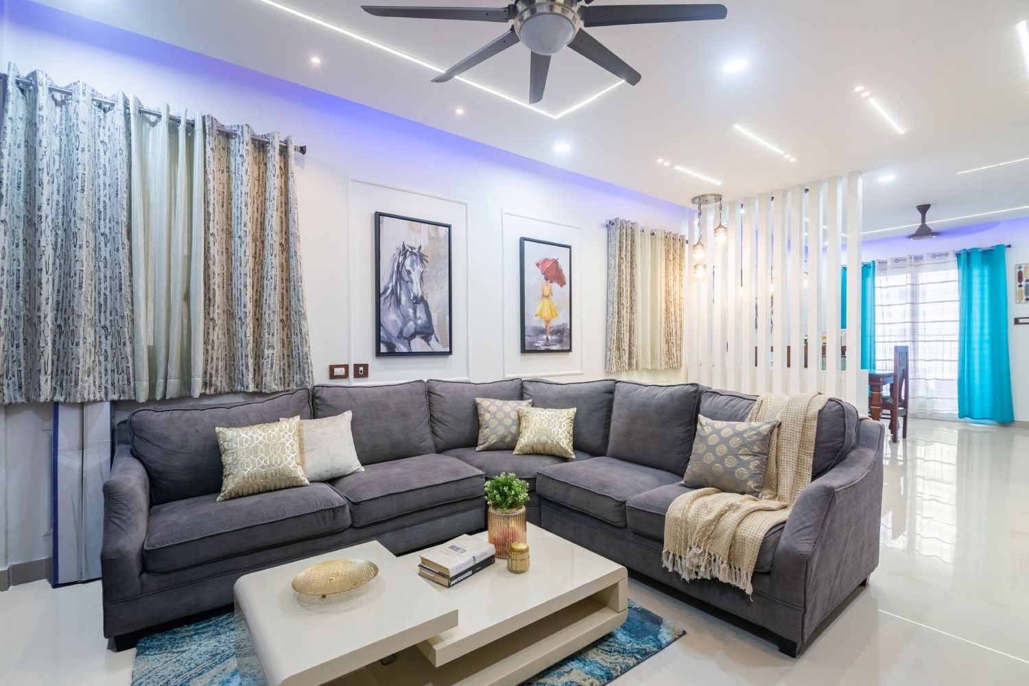 Contemporary Rectangular POP Ceiling Design | Livspace