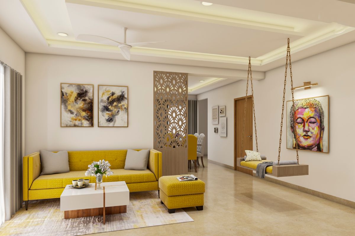 Modern Rectangular Single-Layered Ceiling Design | Livspace