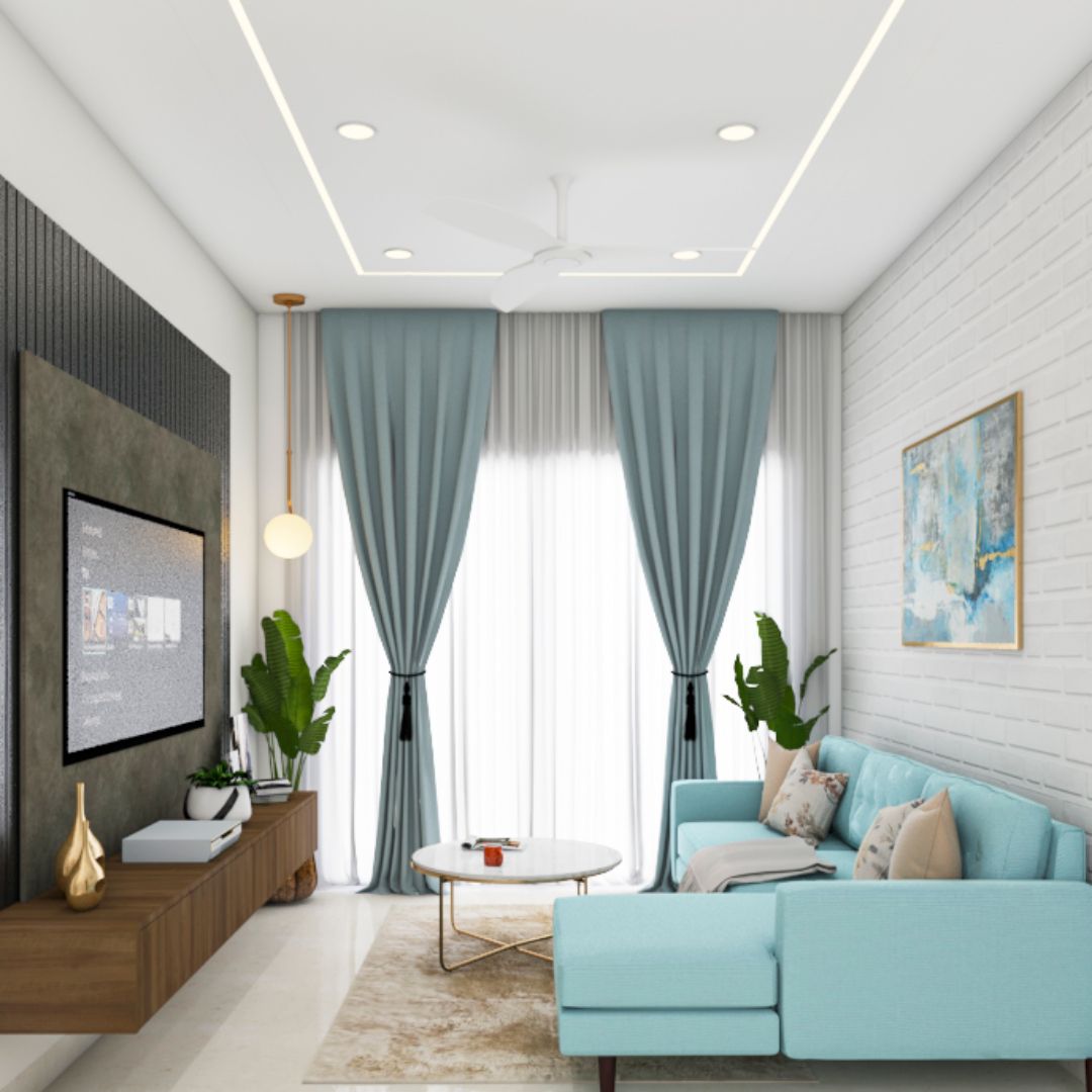 Gypsum False Ceiling With Profile Lights | Livspace