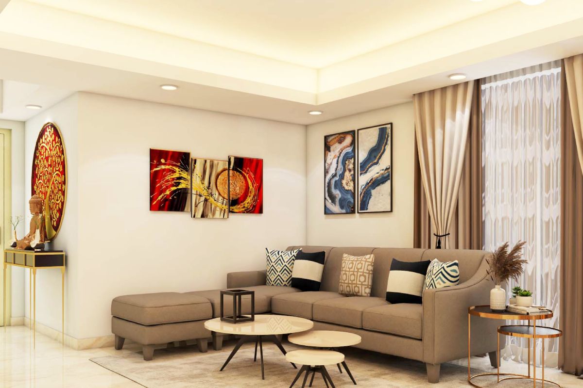 Peripheral False Ceiling Design With Cove Lights | Livspace