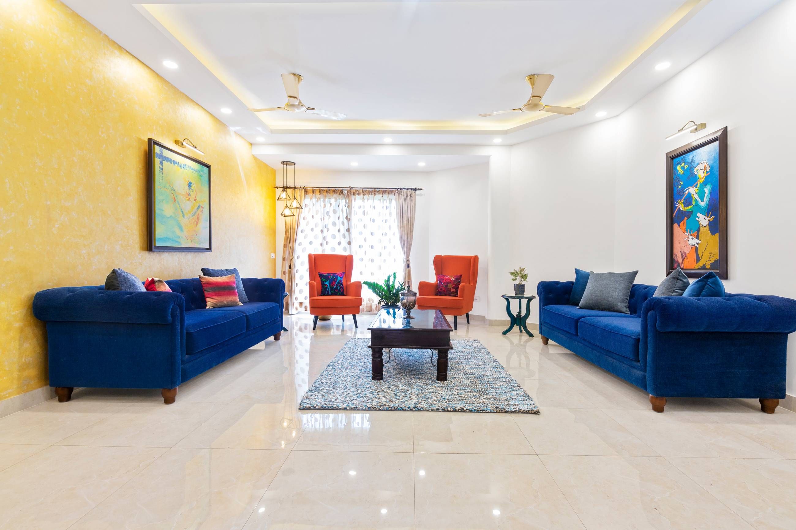 Rectangular Multilayered False Ceiling Design | Livspace