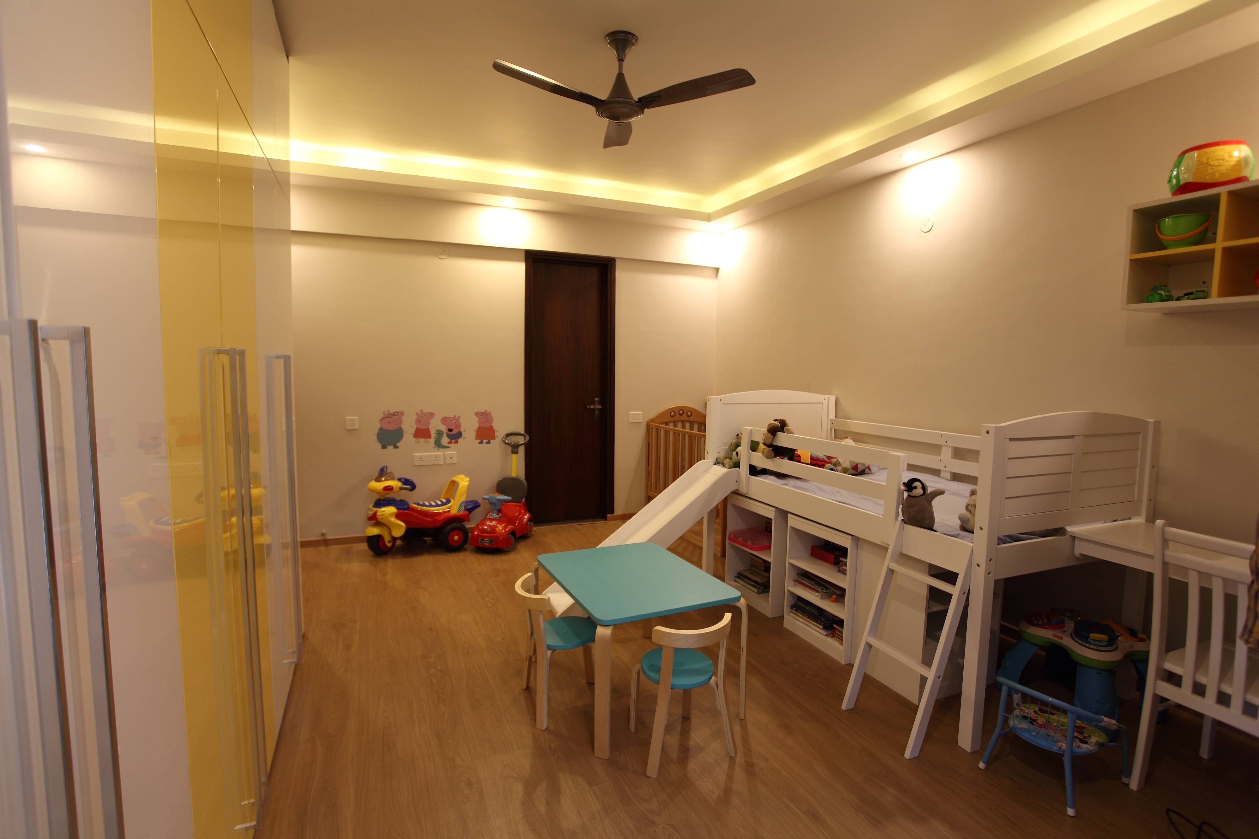 Compact Two-Sharing Kid's Room With Loft Storage | Livspace