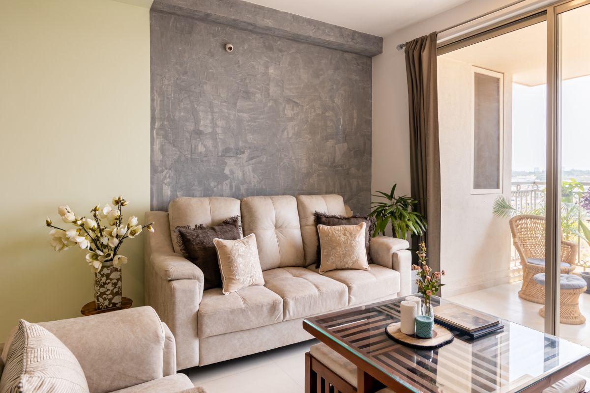 Living Room Interior Design With A Wooden Center Table | Livspace