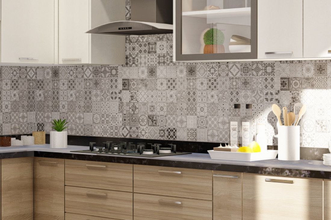 Square-Shaped Ceramic Backsplash Tiles Design | Livspace