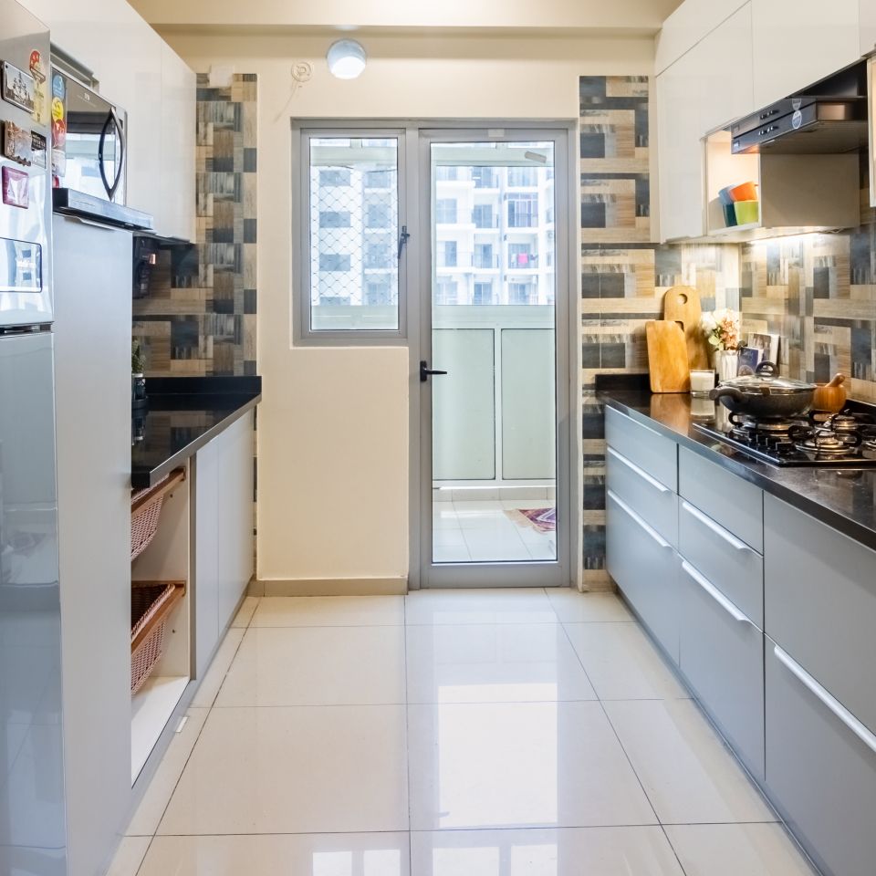 Square-Shaped Beige Wall Tiles Design | Livspace