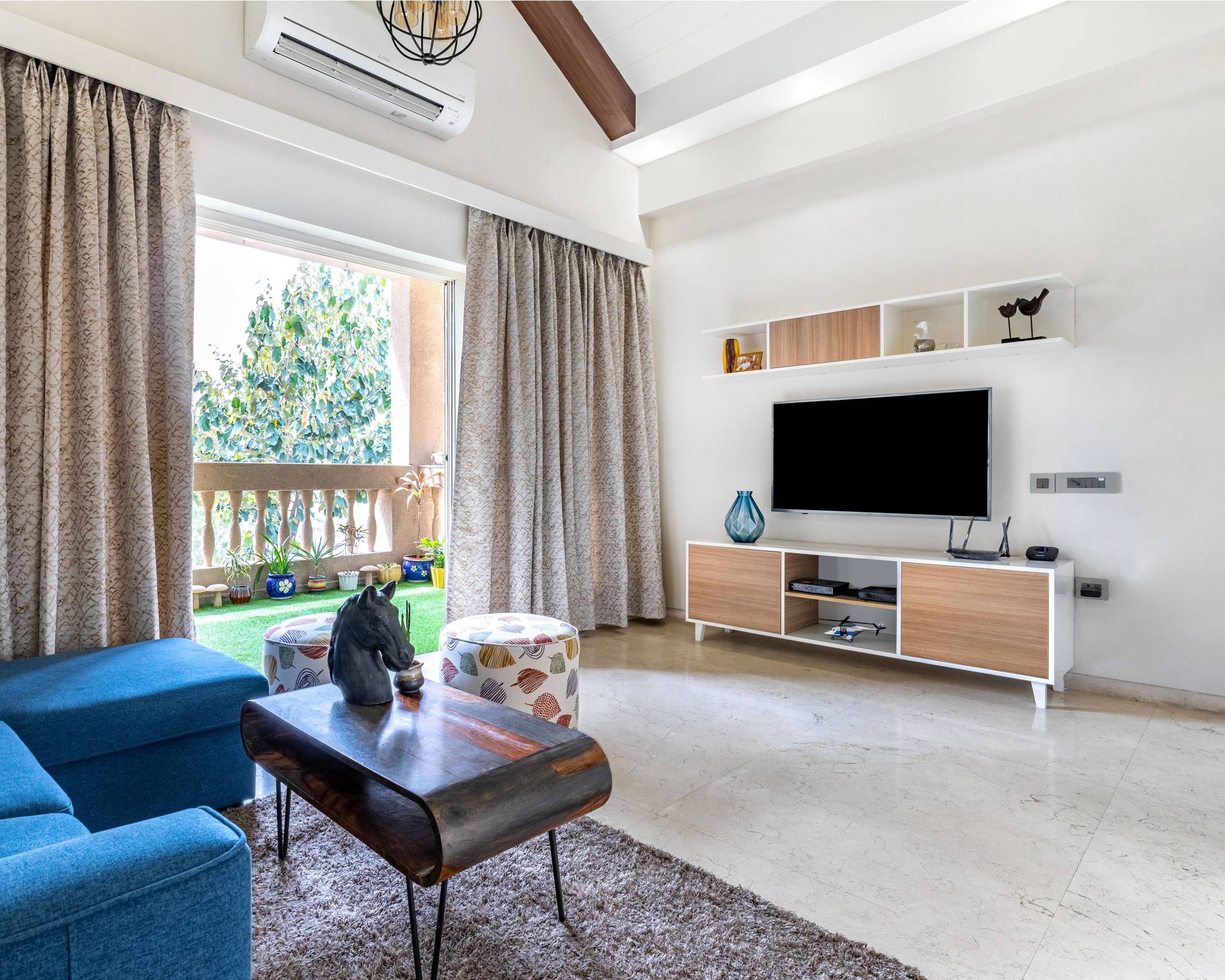 TV Unit With Open And Closed Storage | Livspace