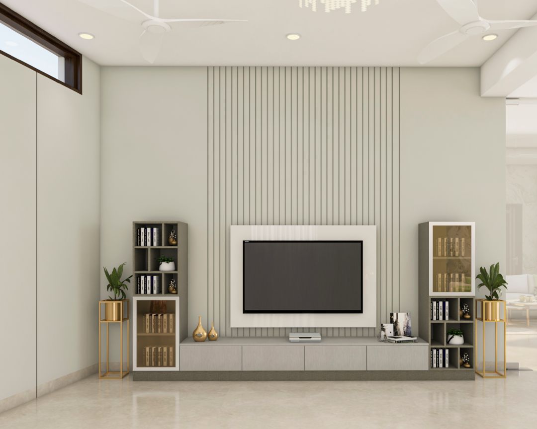 Modern TV Unit Design With Fluted Panels | Livspace
