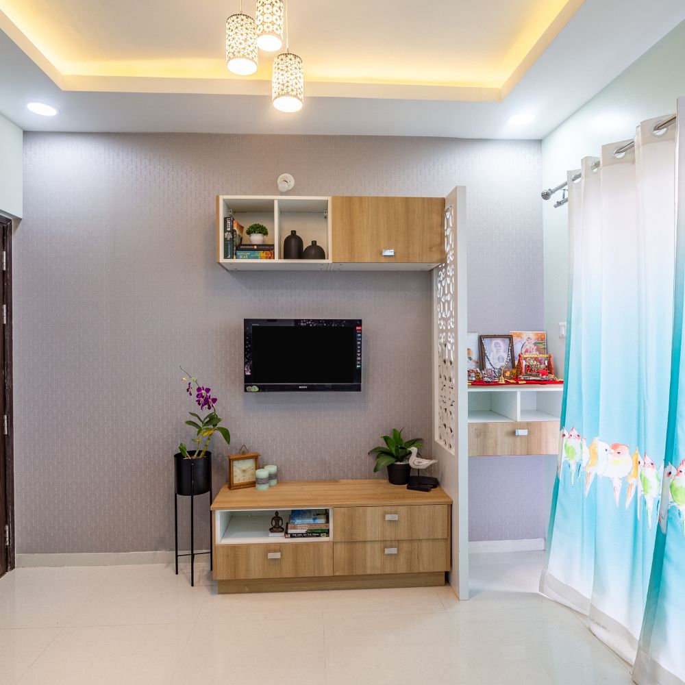 Spacious TV Unit Design With Storage Space | Livspace