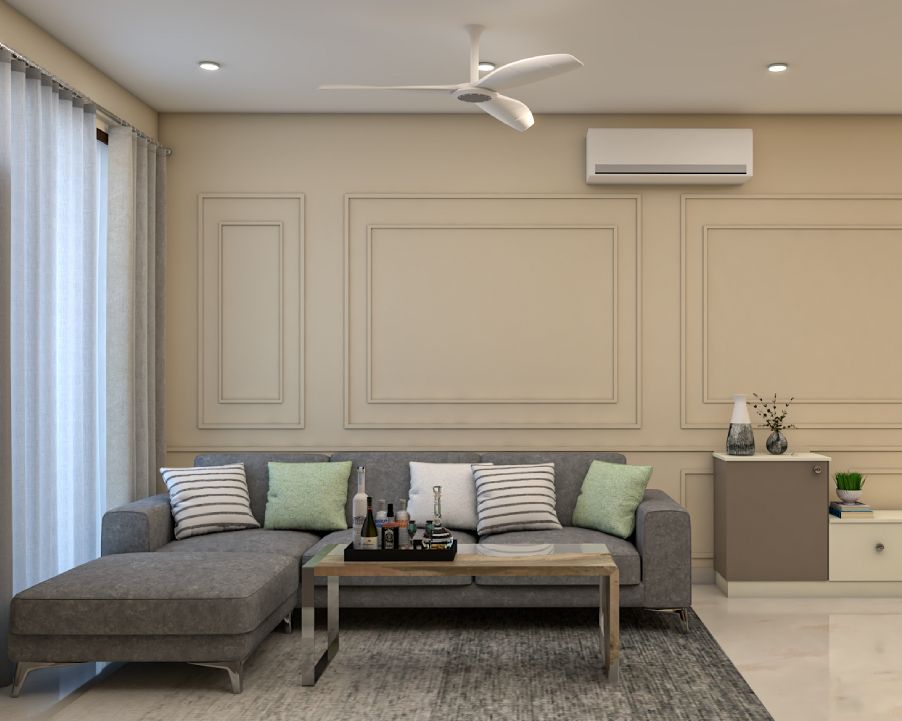 Beige Wall Paint Design With Matching Trims | Livspace