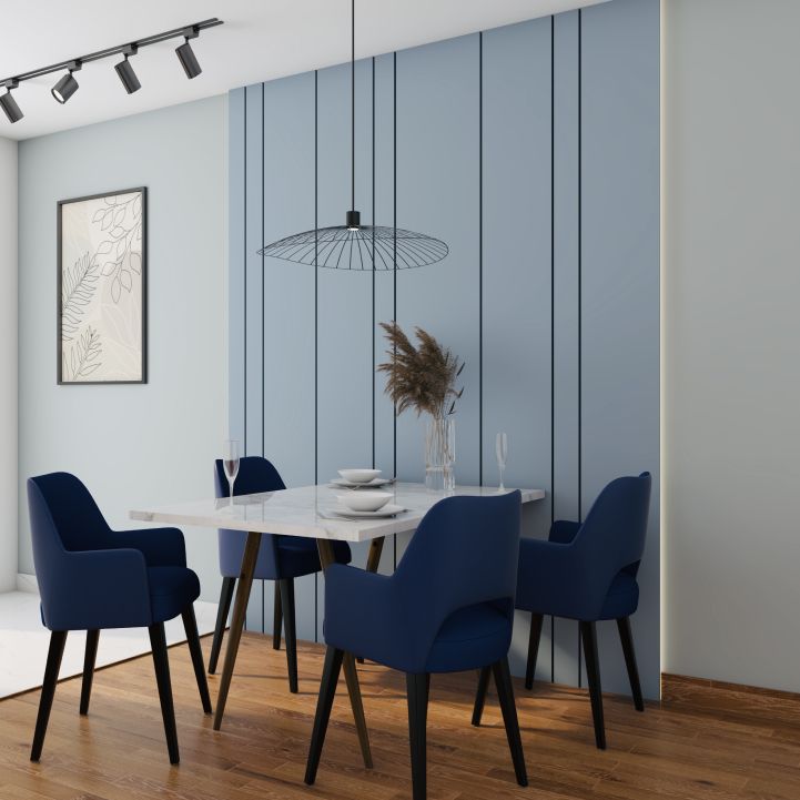 Blue Wall Paint Design For Dining Rooms | Livspace