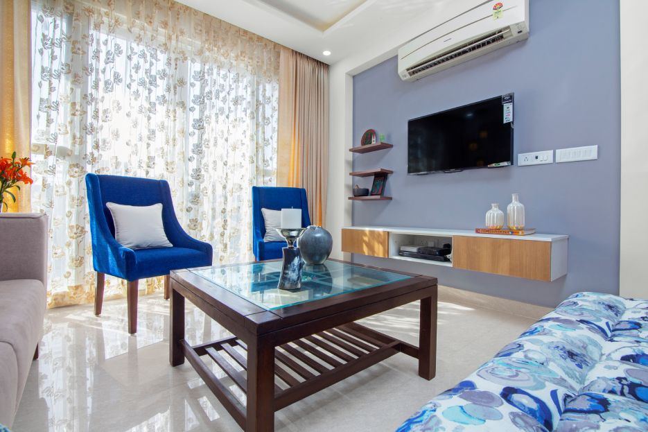 Light Purple TV Wall Paint Design | Livspace