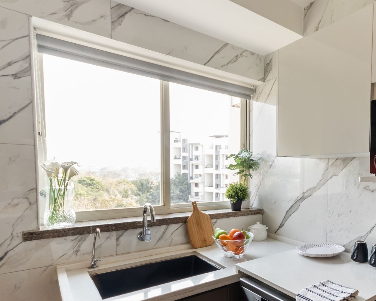 White Sliding Window Design For Kitchens | Livspace