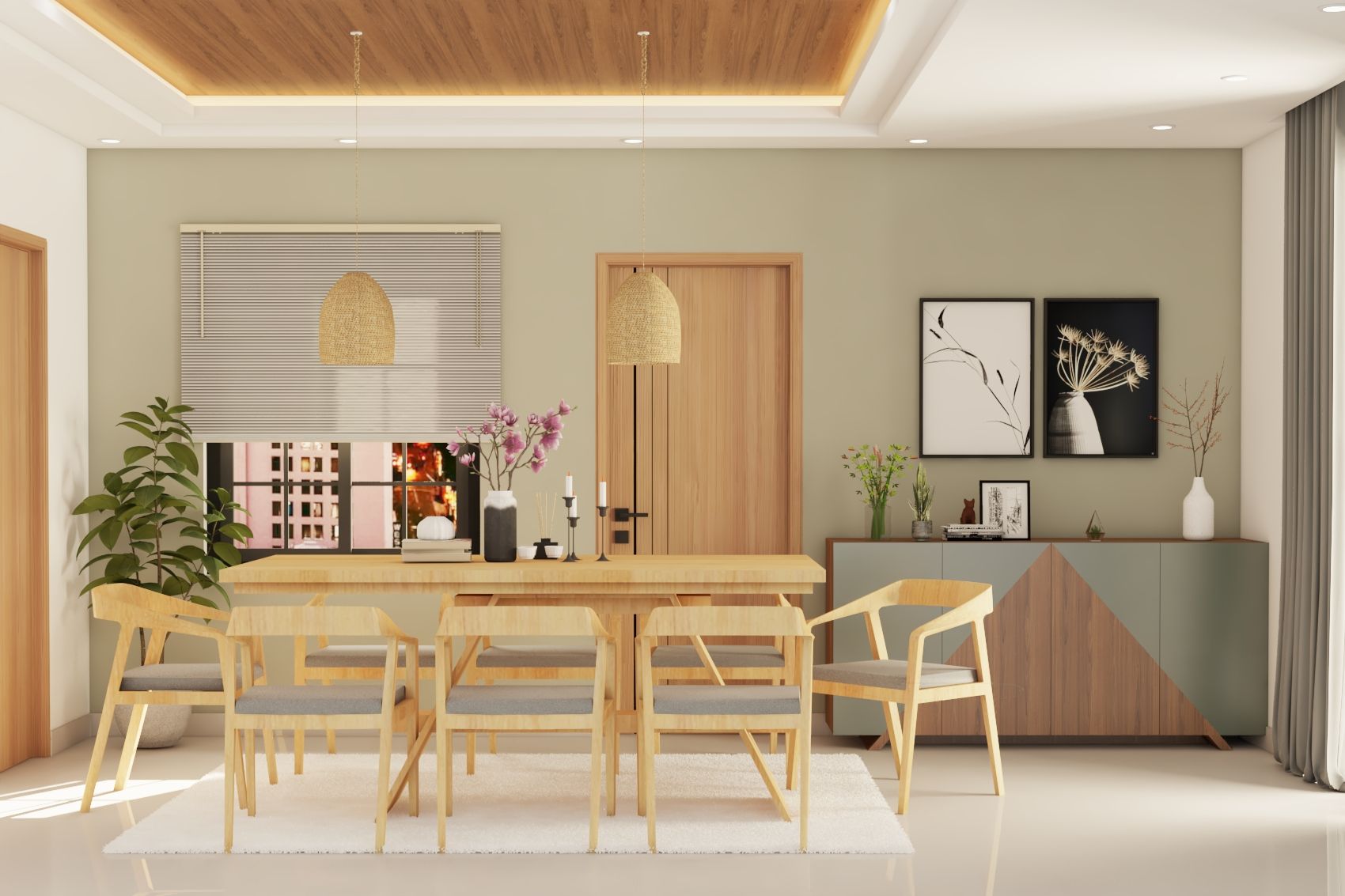 Spacious 8-Seater Wooden Dining Room Design | Livspace