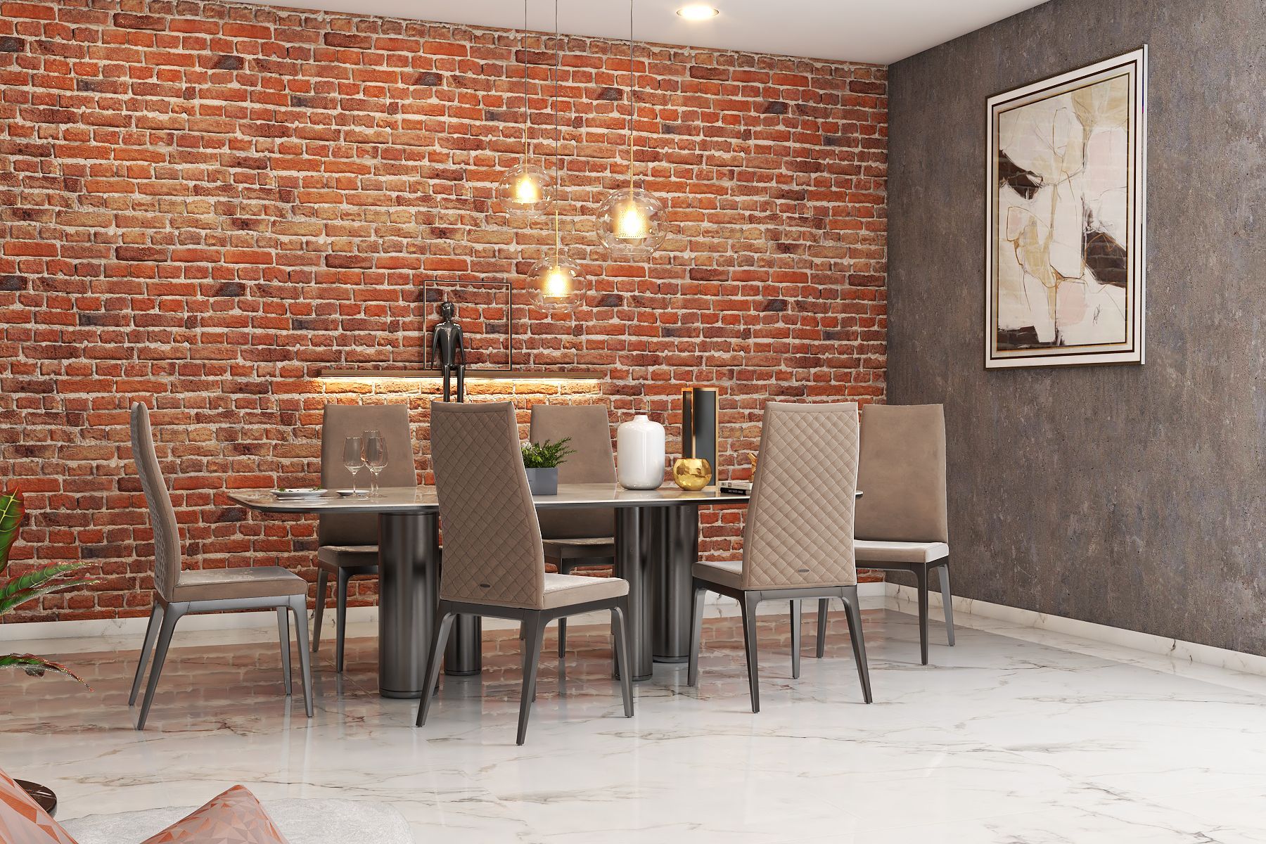 Spacious Industrial Dining Room Design | Livspace