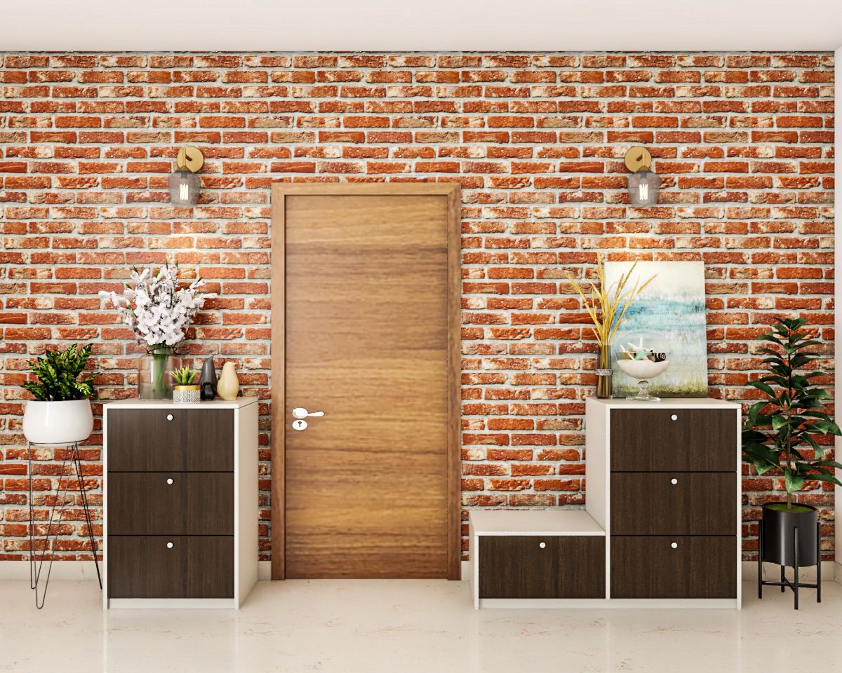 Rustic and Compact Foyer Design | Livspace