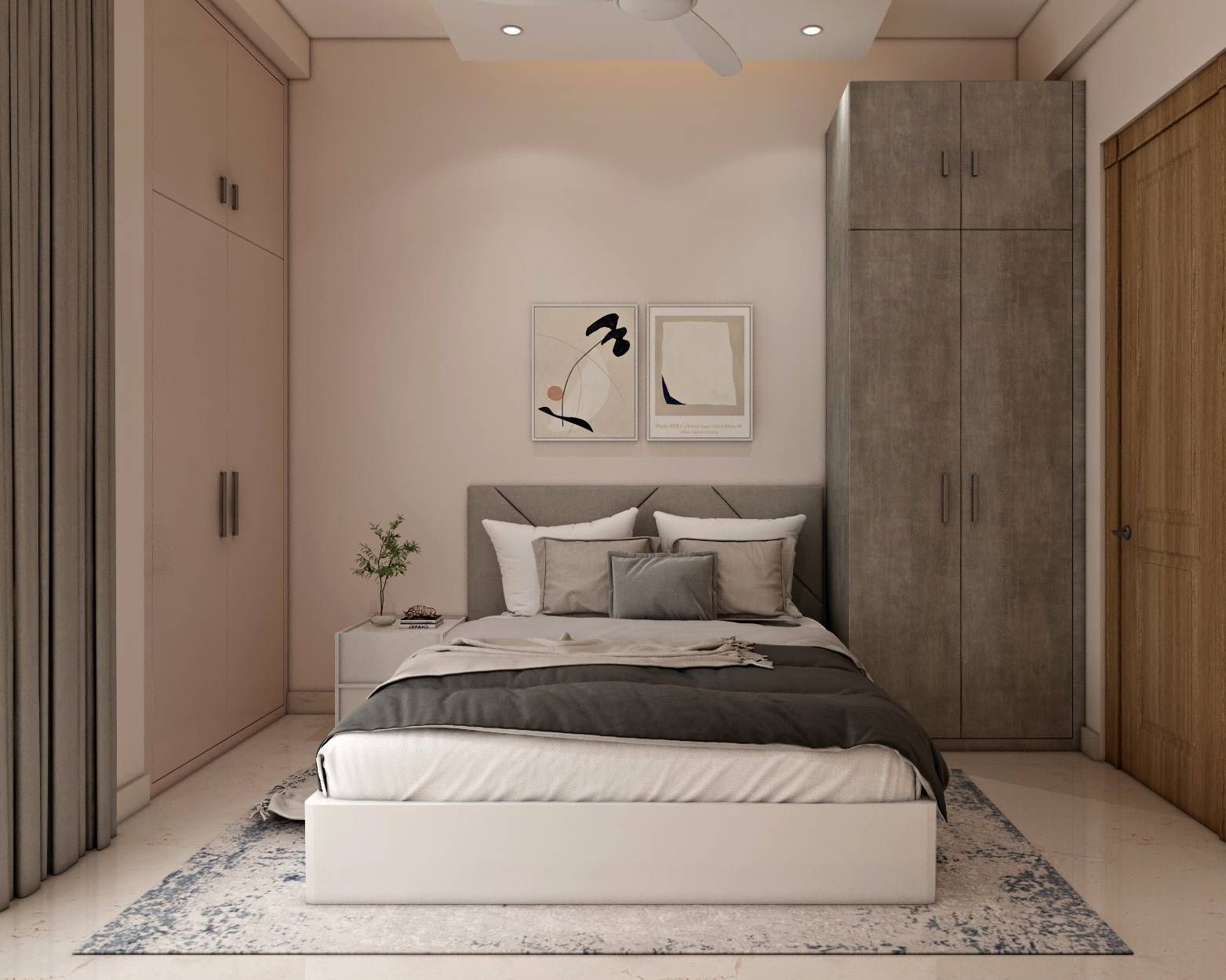 Modern Guest Room Interior Design With Spotlights | Livspace