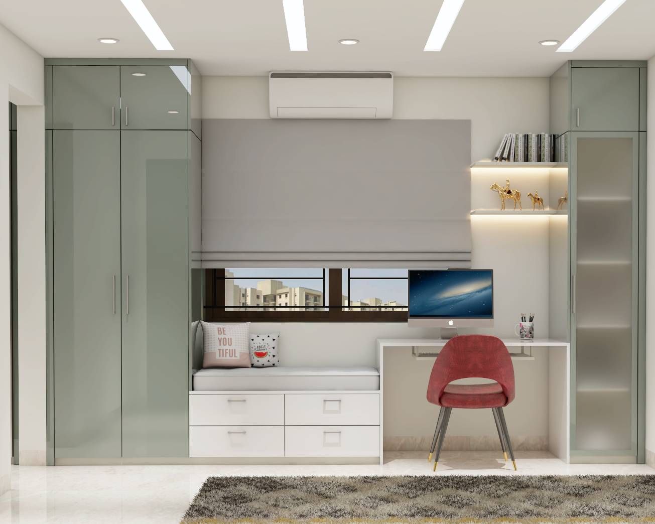 Spacious Study Room Design With Chic Storage