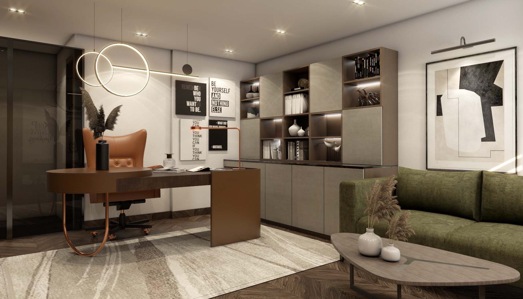 Study Room Interior Design With Bookshelves And Extra Seating | Livspace