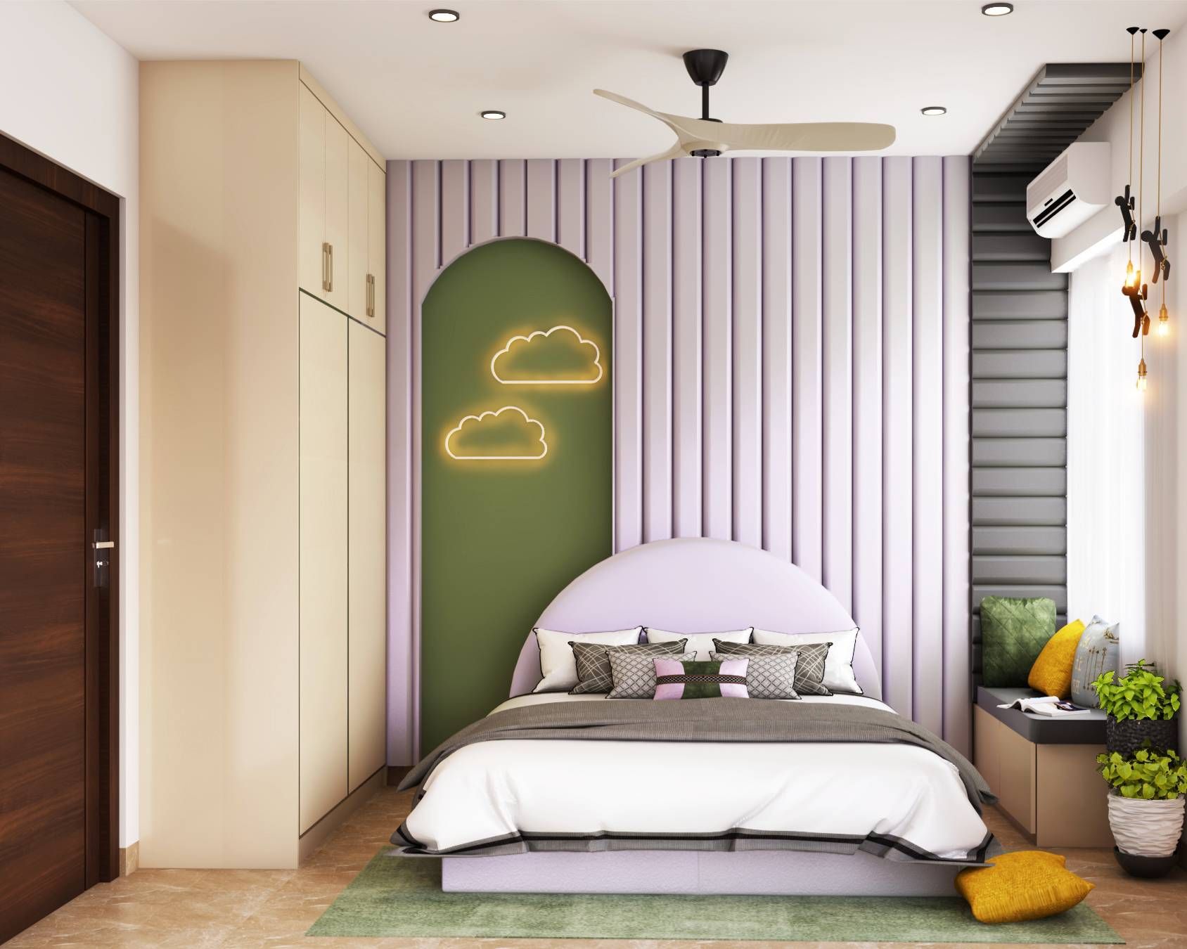 Spacious Kid's Room Design With Flute Panels | Livspace