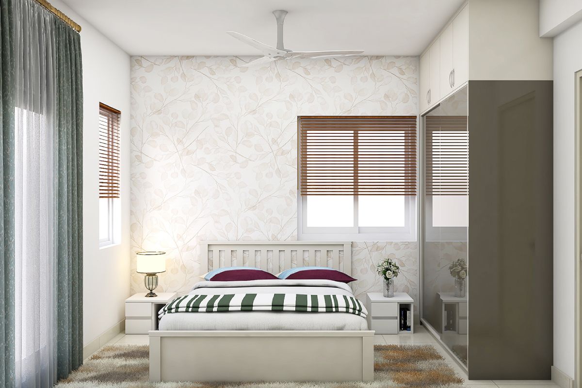 Compact Guest Bedroom With Sliding Wardrobe And Drawer Storage | Livspace