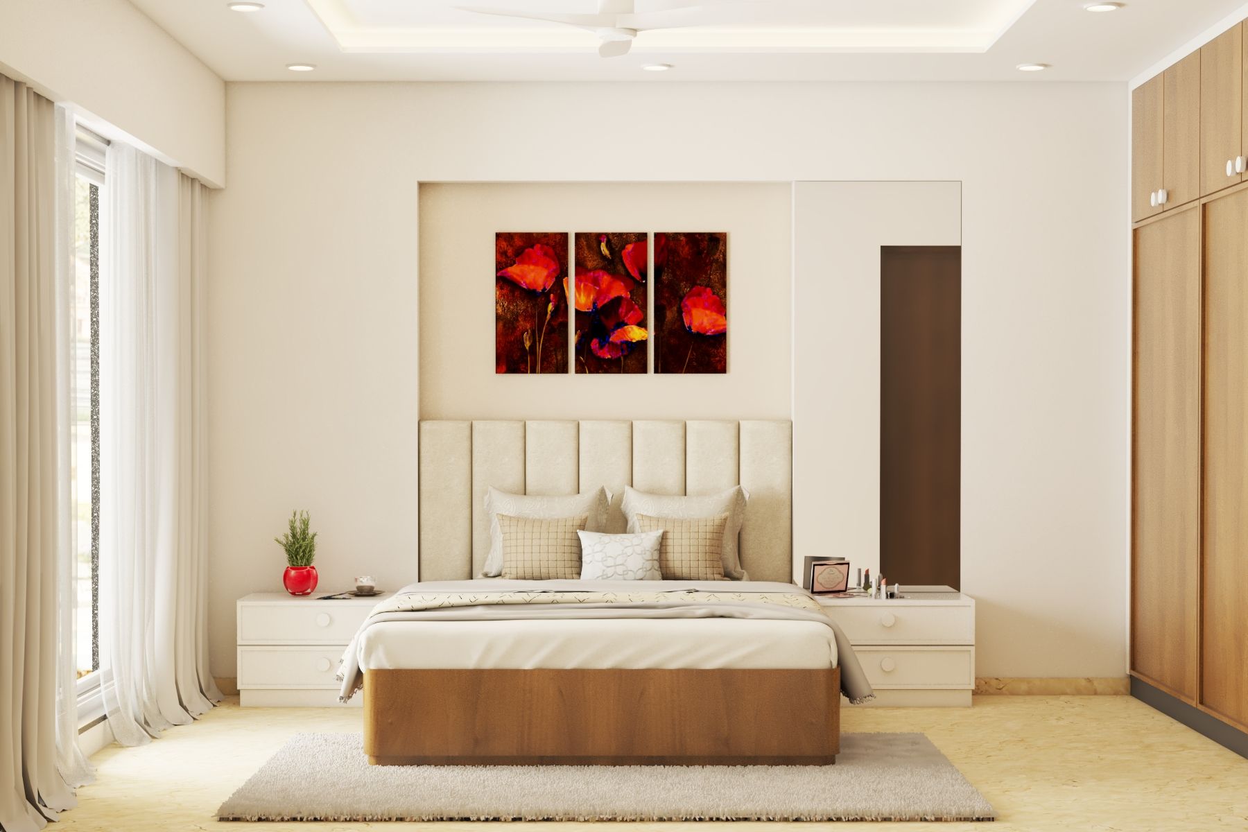 Spacious Guest Room Interior Design With A Queen Bed | Livspace