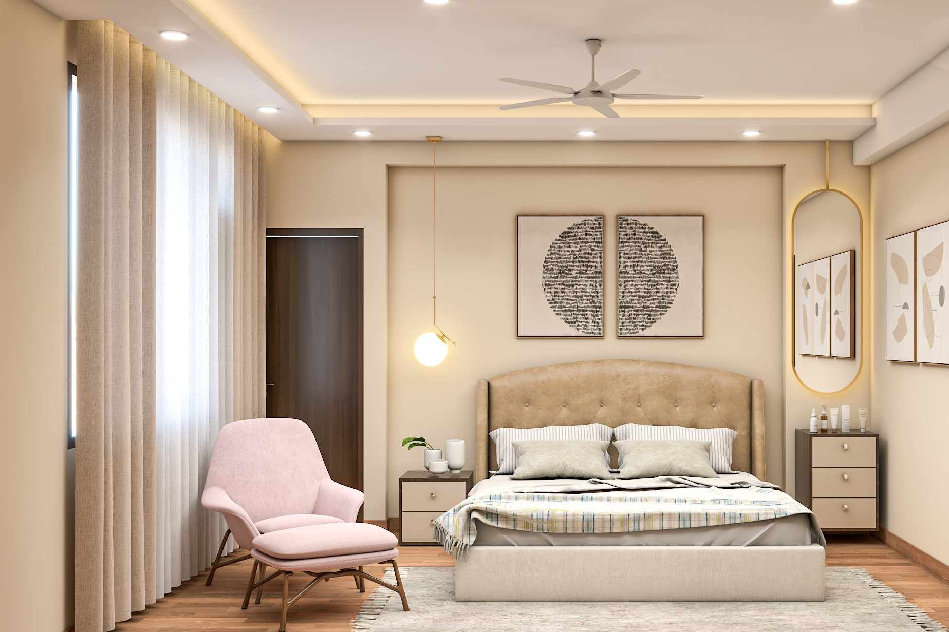 Master Bedroom With Wooden Double Bed | Livspace