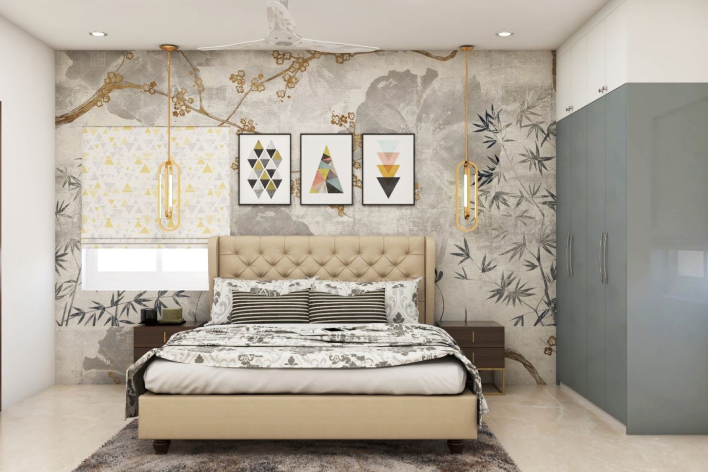 Master Bedroom Design With A 4-Door Wardrobe | Livspace