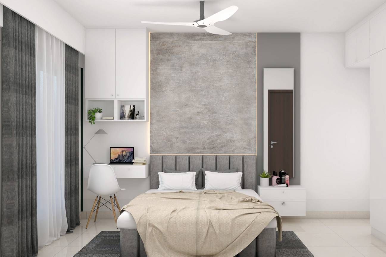 Modern Guest Bedroom With Compact Study Space | Livspace