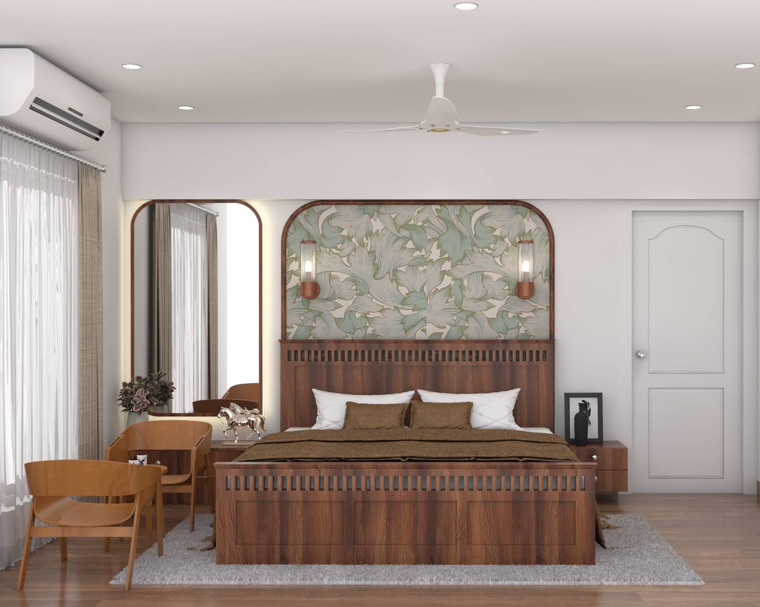 Spacious Bedroom Design With A King Size Bed And Side Table | Livspace