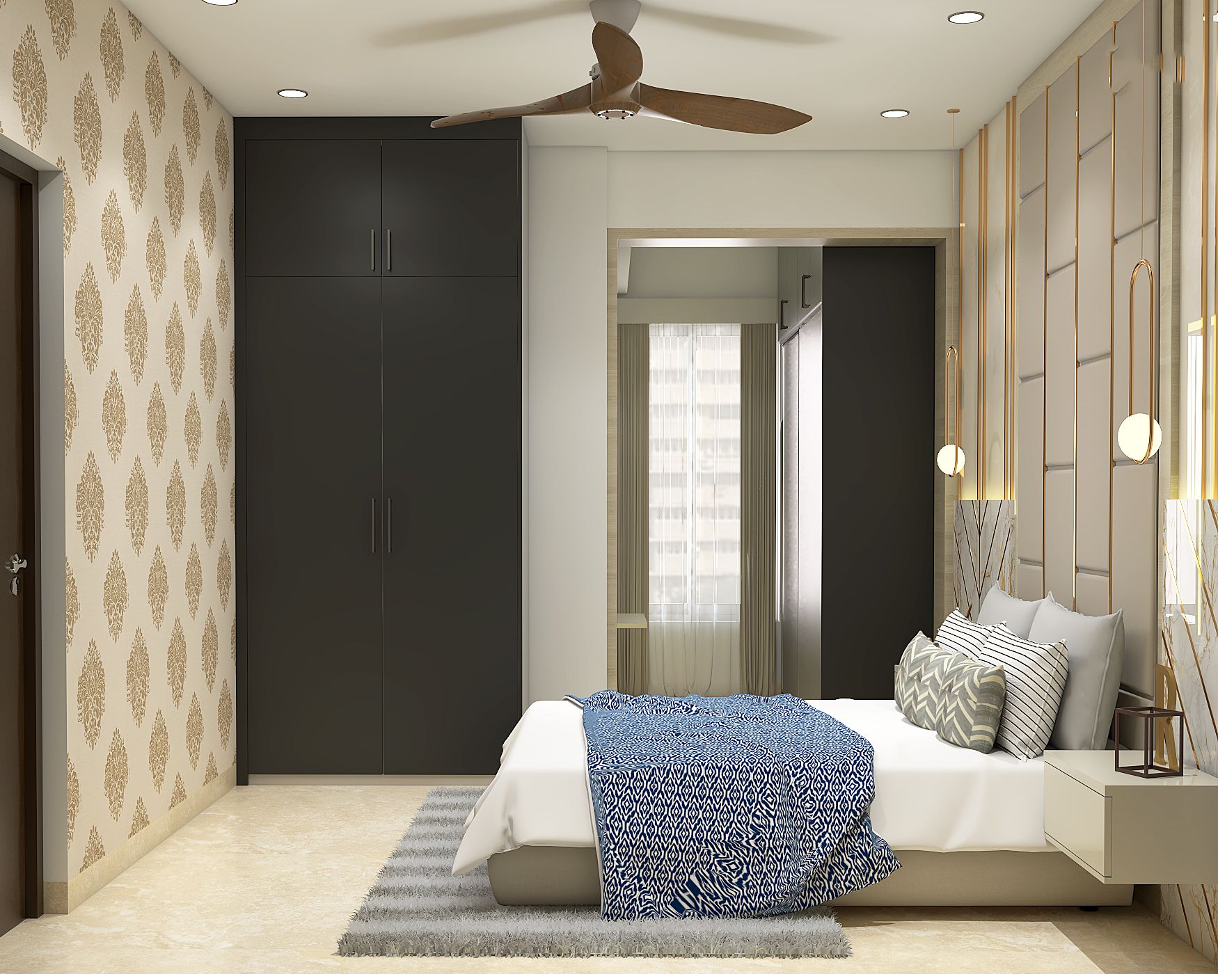 Luxury Guest Bedroom Design With Full-Length Wardrobe | Livspace