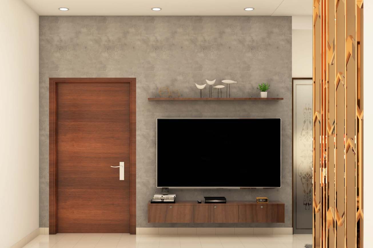 Spacious Wall-Mounted TV Unit With Storage | Livspace