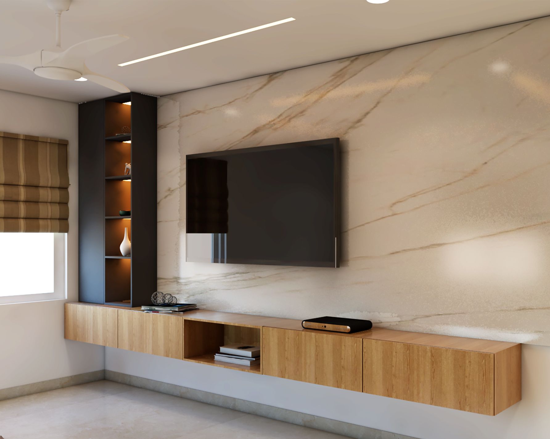 Spacious 48-Inch Beige TV Unit | Livspace