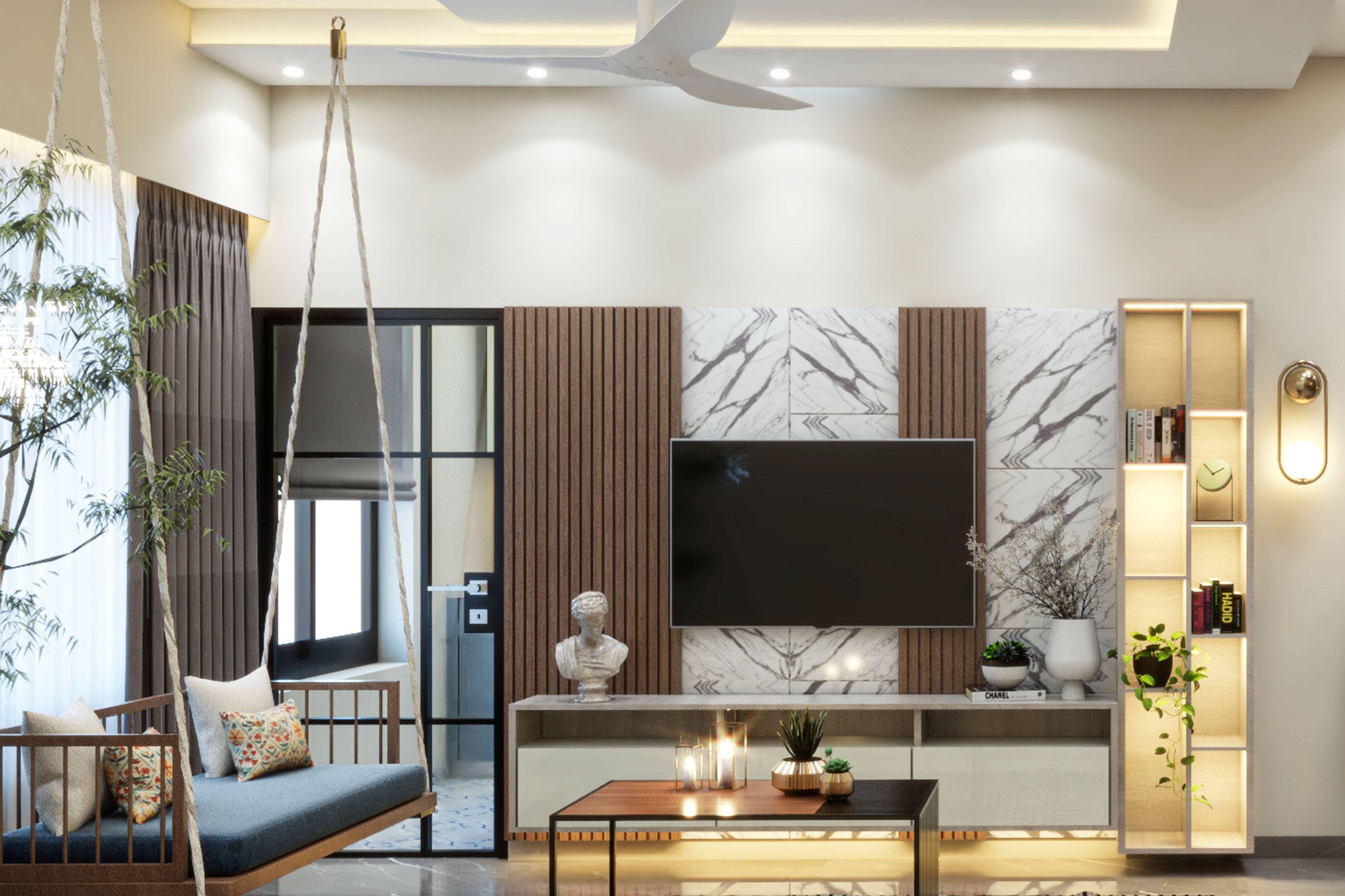 32-Inch TV Cabinet With A White Laminate Finish | Livspace