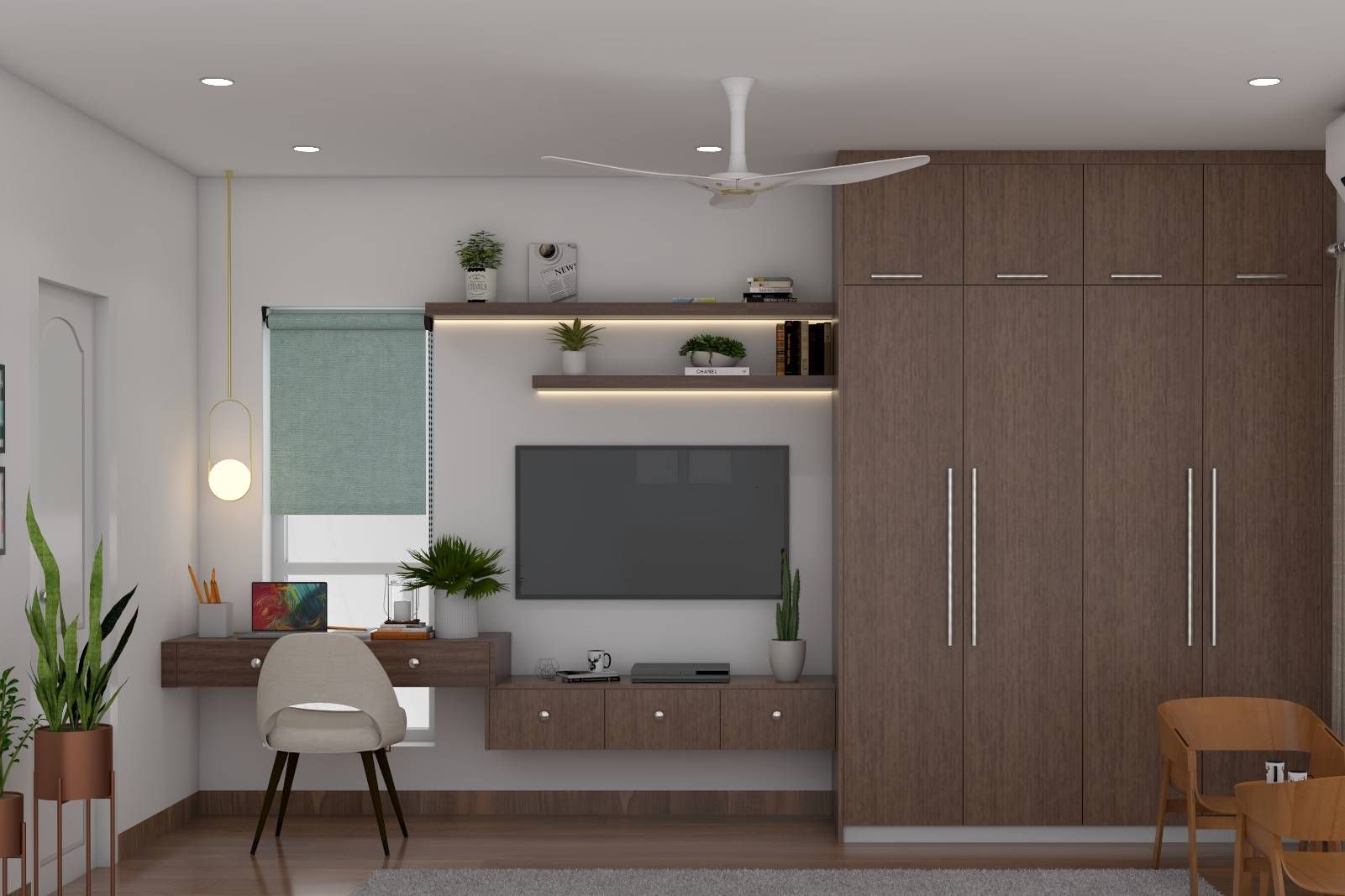 Spacious 36-Inch TV Unit Design With A Brown Laminate Finish | Livspace