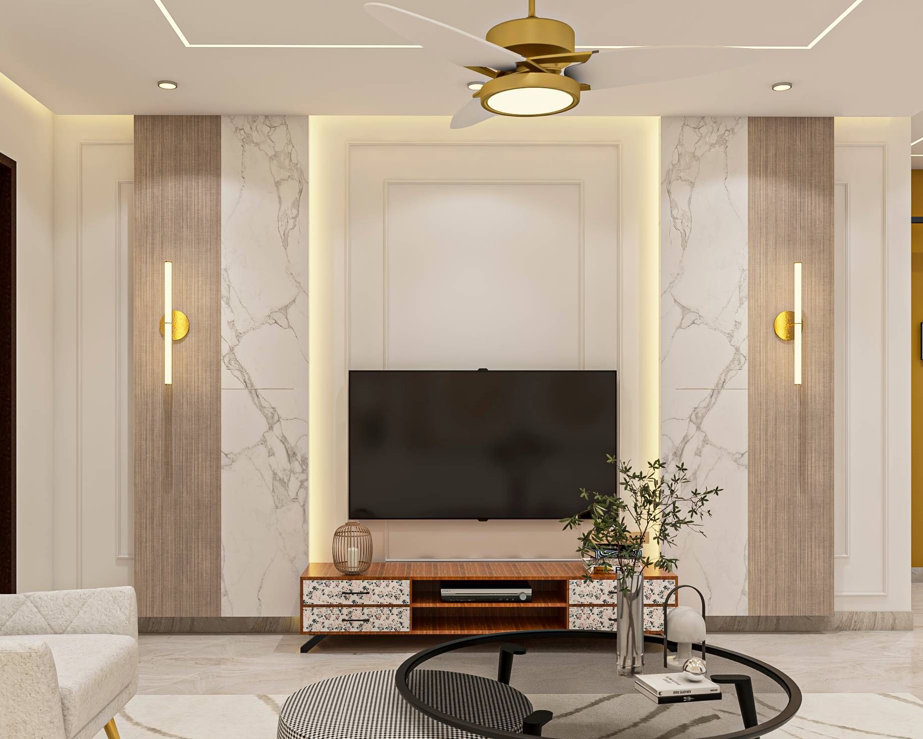 TV Cabinet Design With LED Backlighting | Livspace