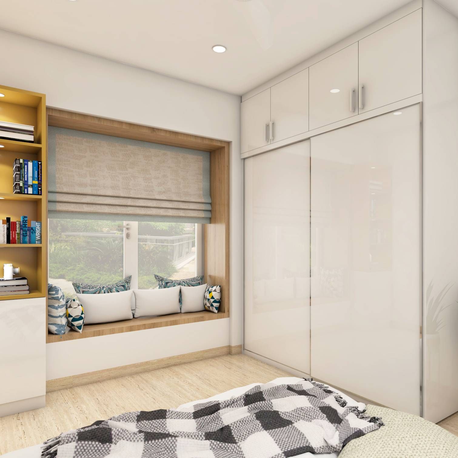 Modern White Sliding 2-Door Wardrobe Design - 6x2x9 Ft | Livspace